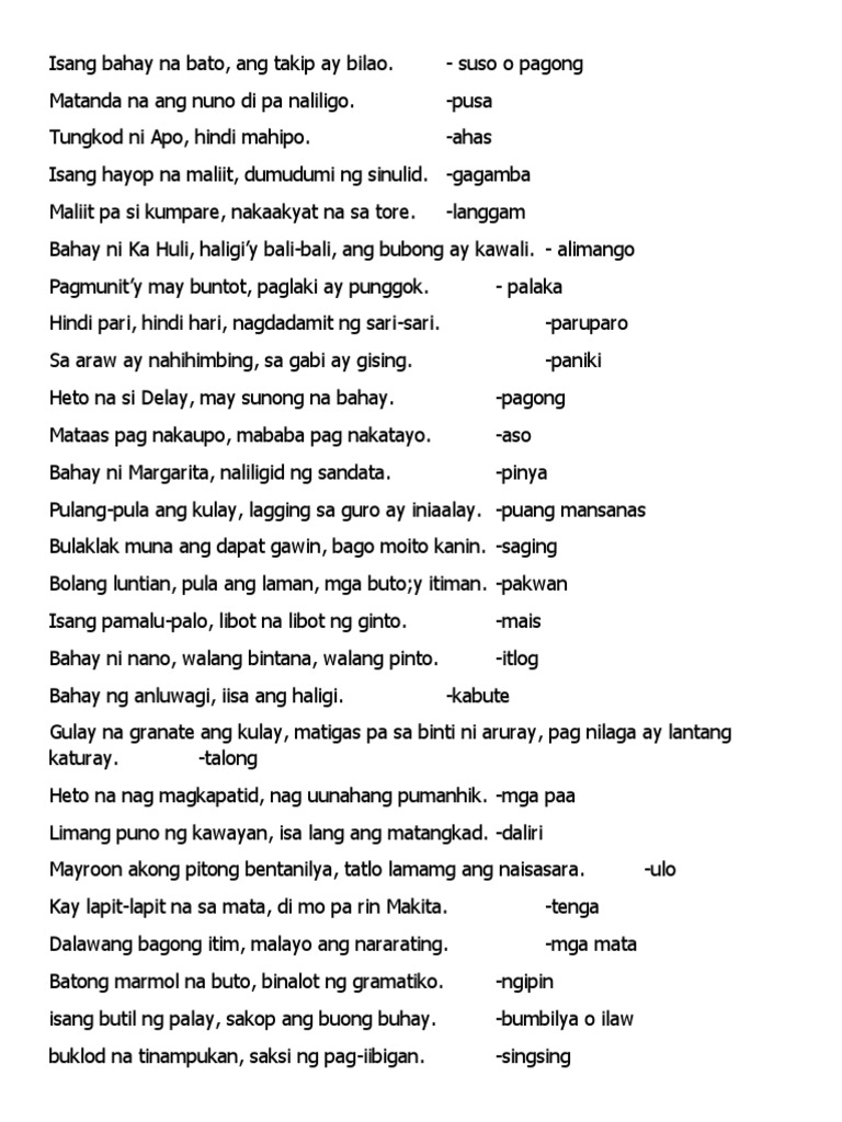 Mga Bugtong | PDF