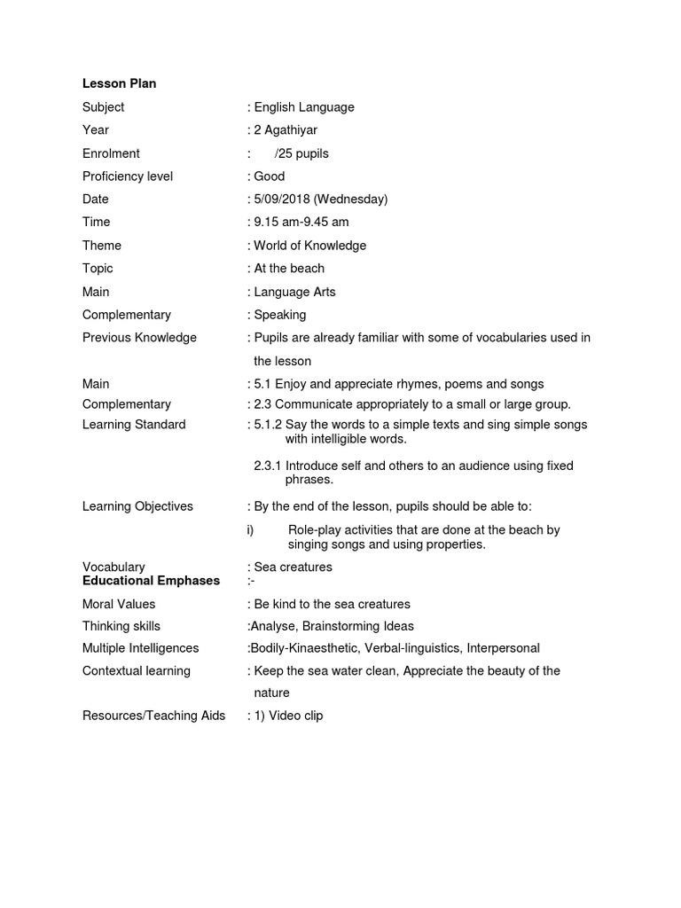 Year 2 RPH | PDF | Teachers | Vocabulary