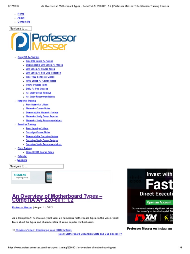 An Overview of Motherboard Types - CompTIA A+ 220-801 - 1.2 - Professor ...
