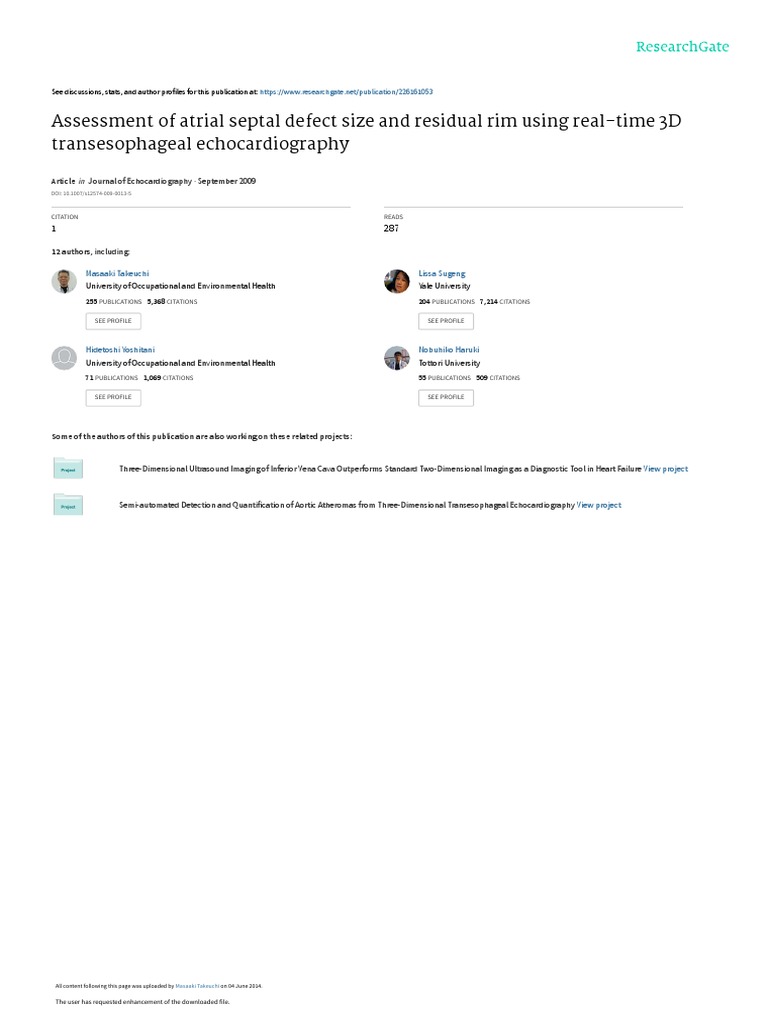 Assessment of Atrial Septal Defect Size and Residual Rim Using Real ...