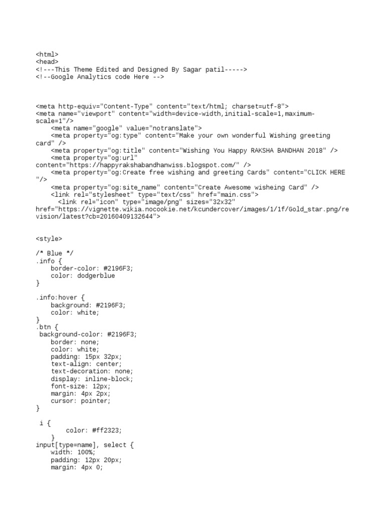 NEW Raksha Bandhan Script - HTML | PDF | Human–Computer Interaction ...