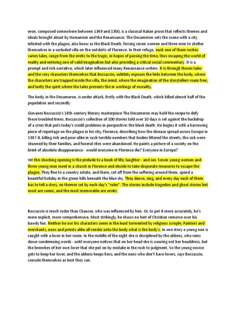 Decameron Analysis | PDF | The Decameron | Narrative