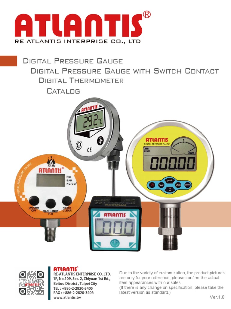 Atlantis Product Catalog | PDF | Pressure Measurement | Pressure