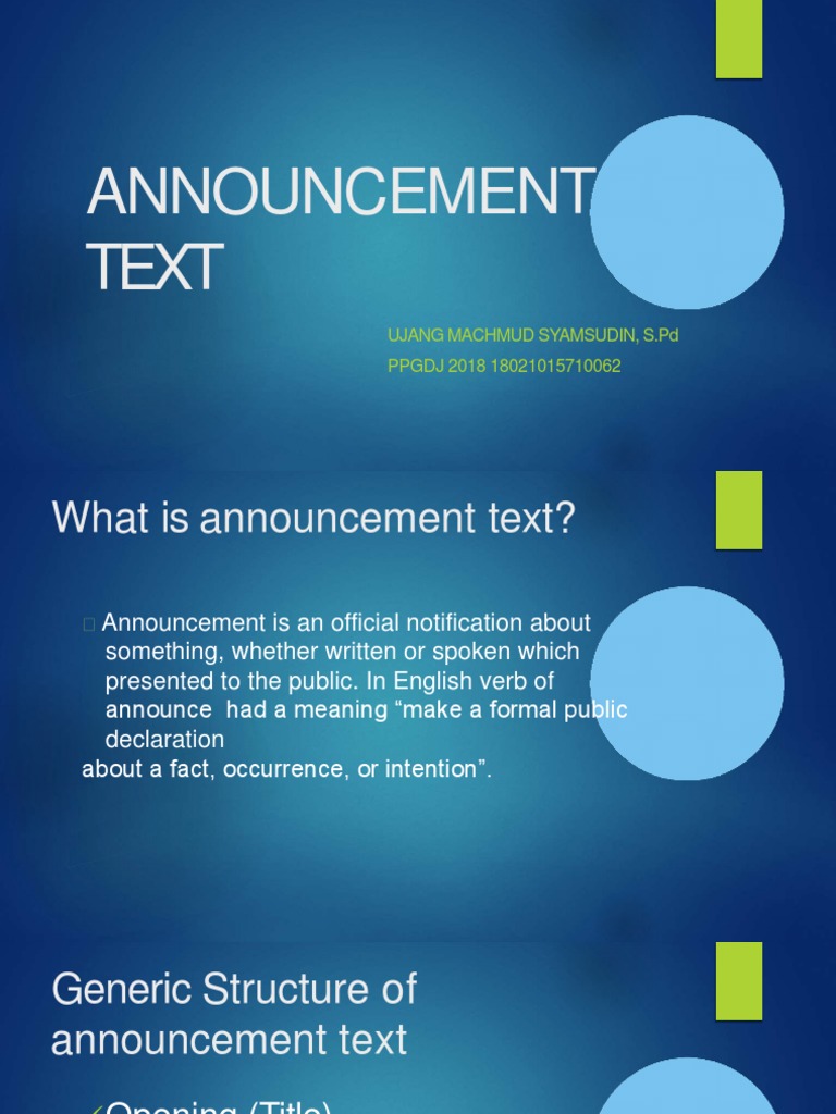 Announcement | PDF | Languages | Language Arts & Discipline