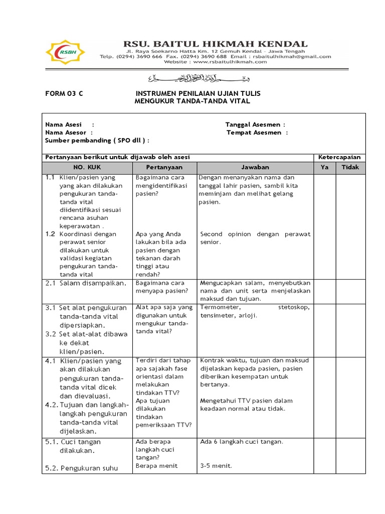 Form 03 Cinstrumen Penilaian Ujian Tulis TTV | PDF