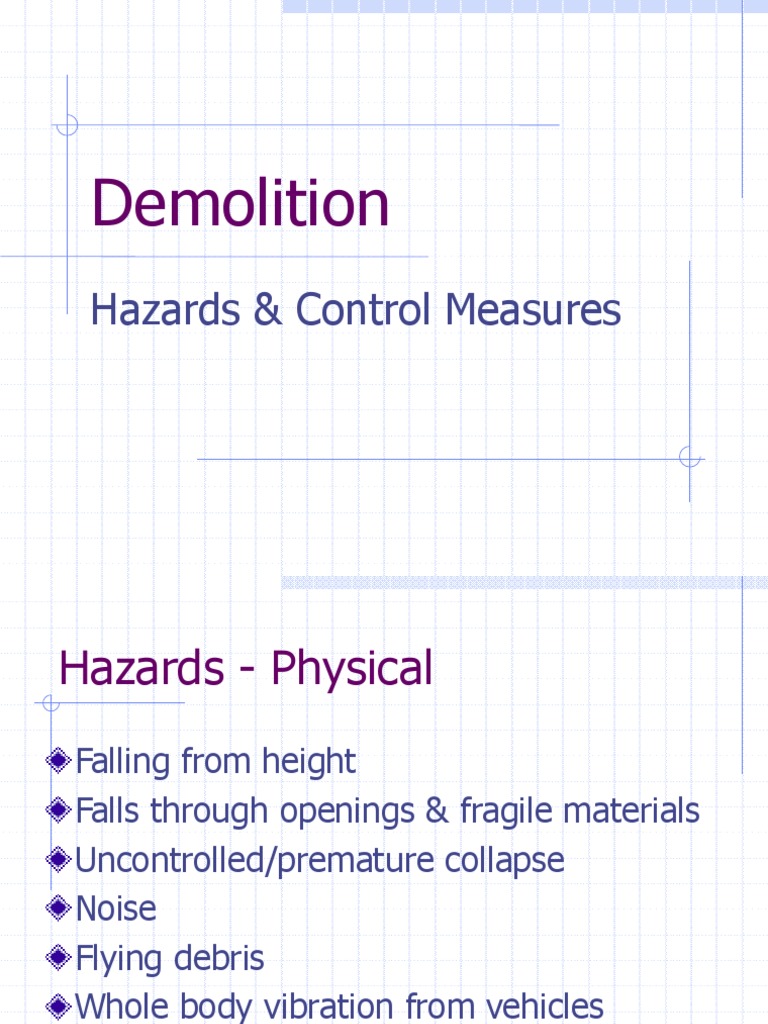 Demolition: Hazards & Control Measures