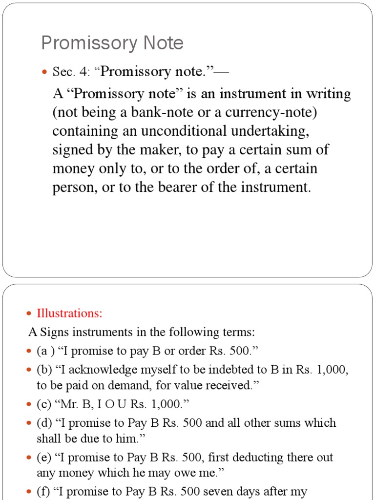 Promissory Note | PDF | Negotiable Instrument | Promissory Note