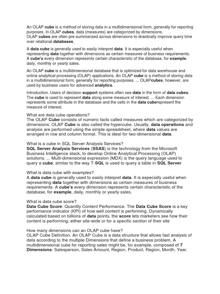 SQL Server Analysis Services (SSAS) Is The Technology From The ...