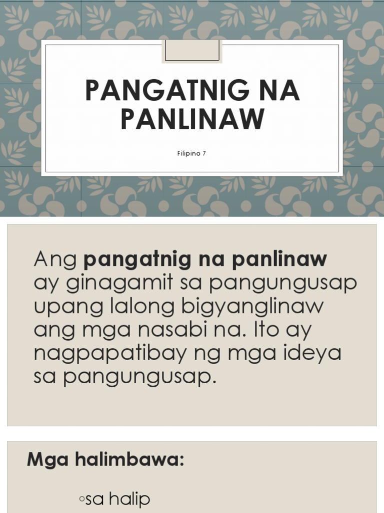 Pangatnig Na Panlinaw | PDF