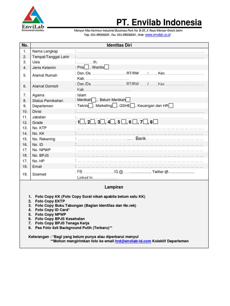 Formulir Data Karyawan | PDF