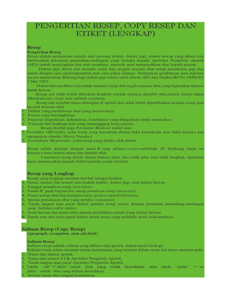 Pengertian dan Contoh Copy Resep | PDF | Kesehatan Holistik