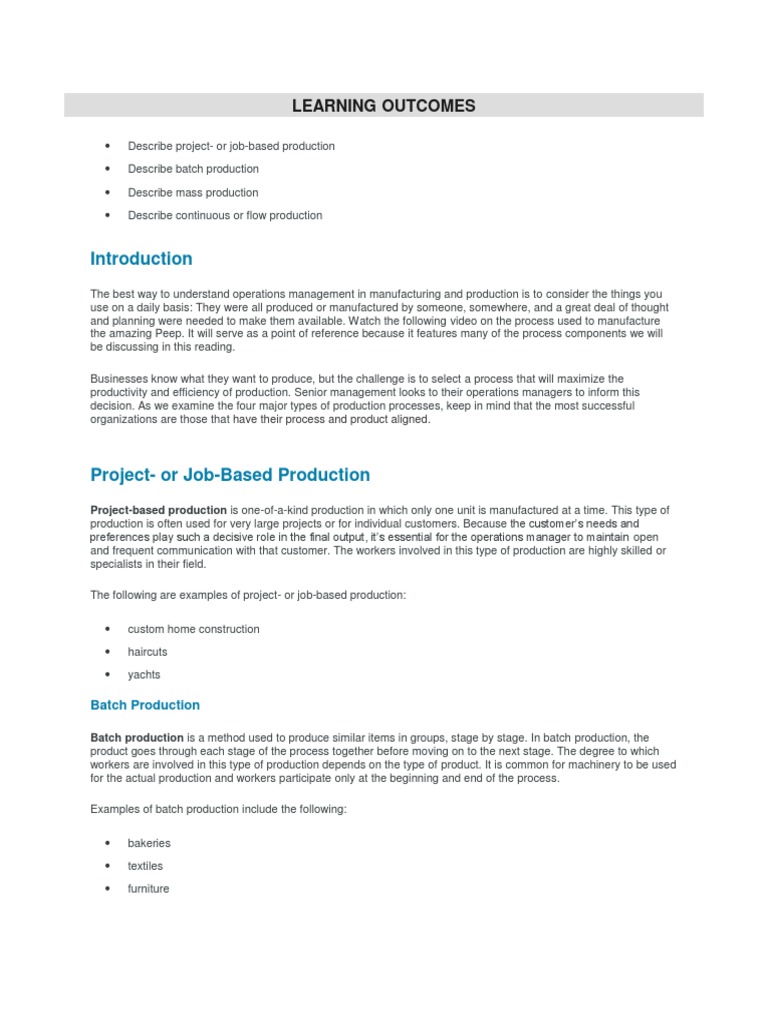Understanding the Four Major Types of Production Processes and Their ...