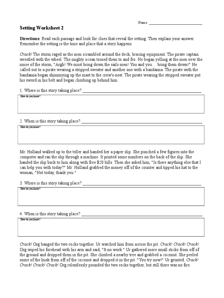 Setting Worksheet 02 | PDF