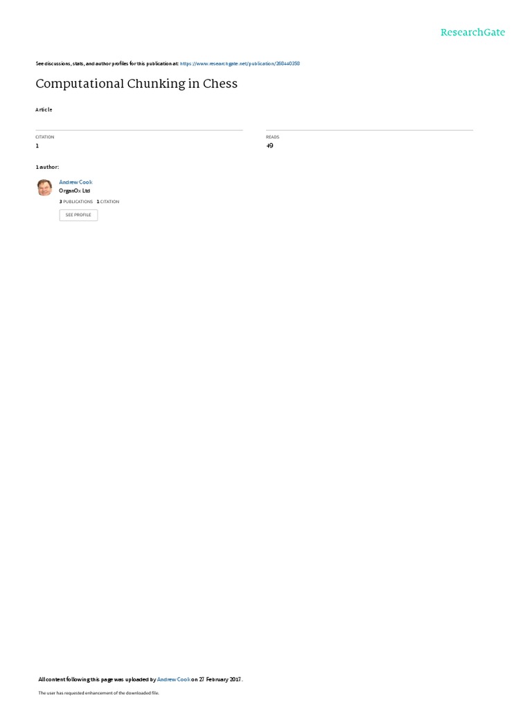 Computational Chunking in Chess PDF | PDF | Expert | Memory