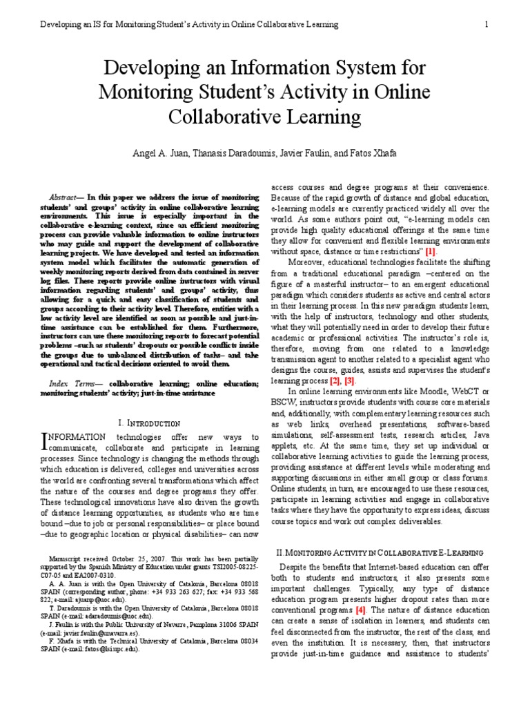 Developing An Information System For Monitoring Student's Activity in Online Collaborative ...