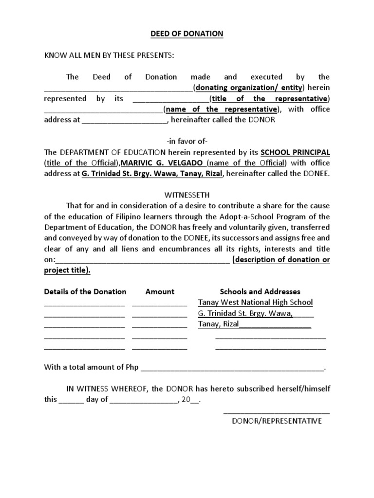Deed of Donation for Education | PDF | Document | Natural Resources Law