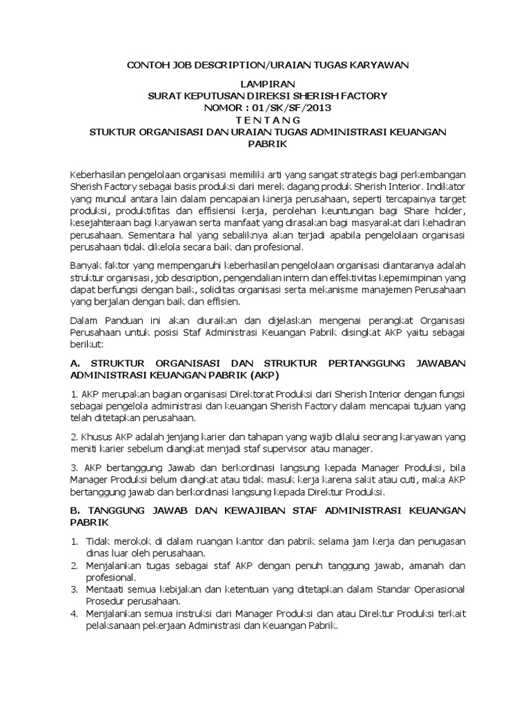Contoh Job Description | PDF