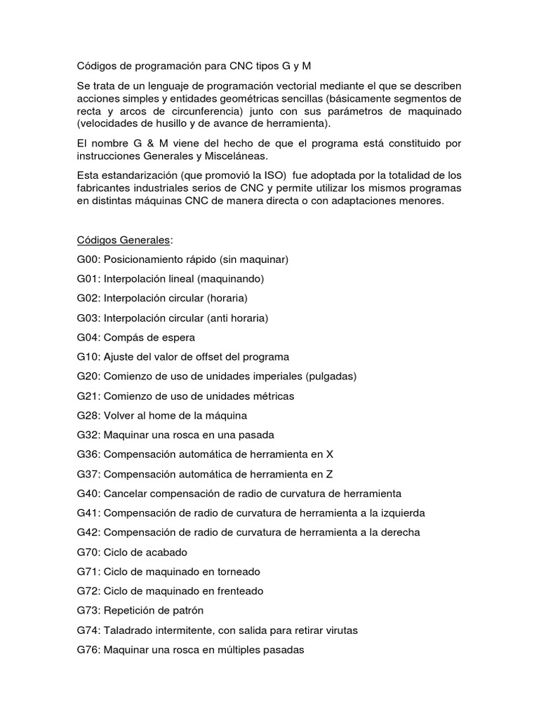 Codigo G y M | PDF | Mecanizado | Máquinas