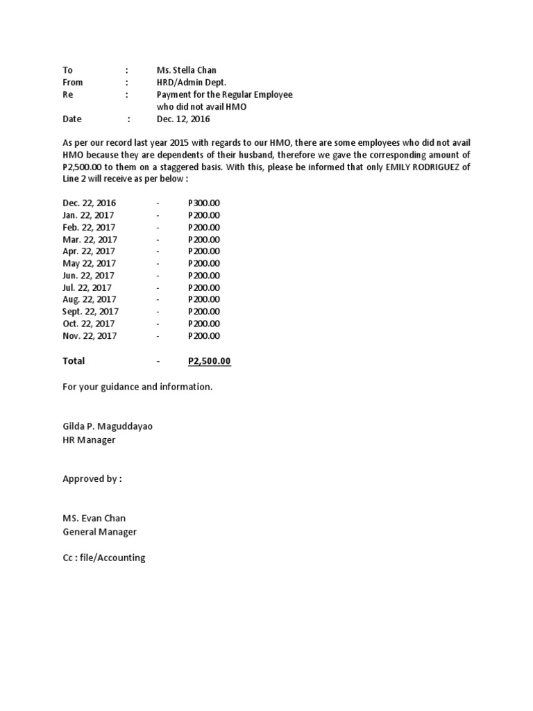 HMO Letter - Emily | PDF