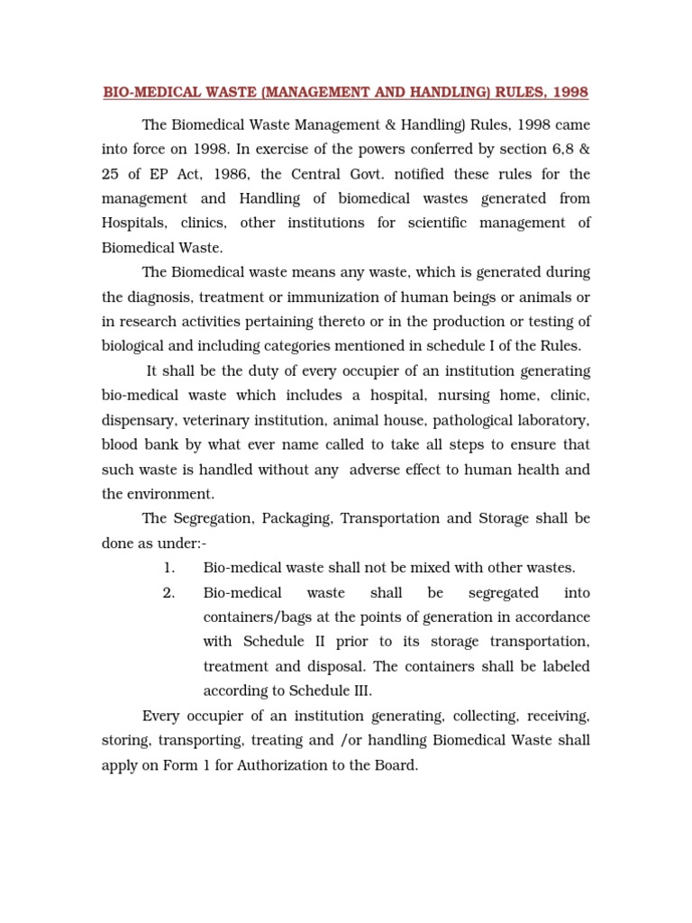 Bio Medical Waste | PDF | Waste Management | Incineration