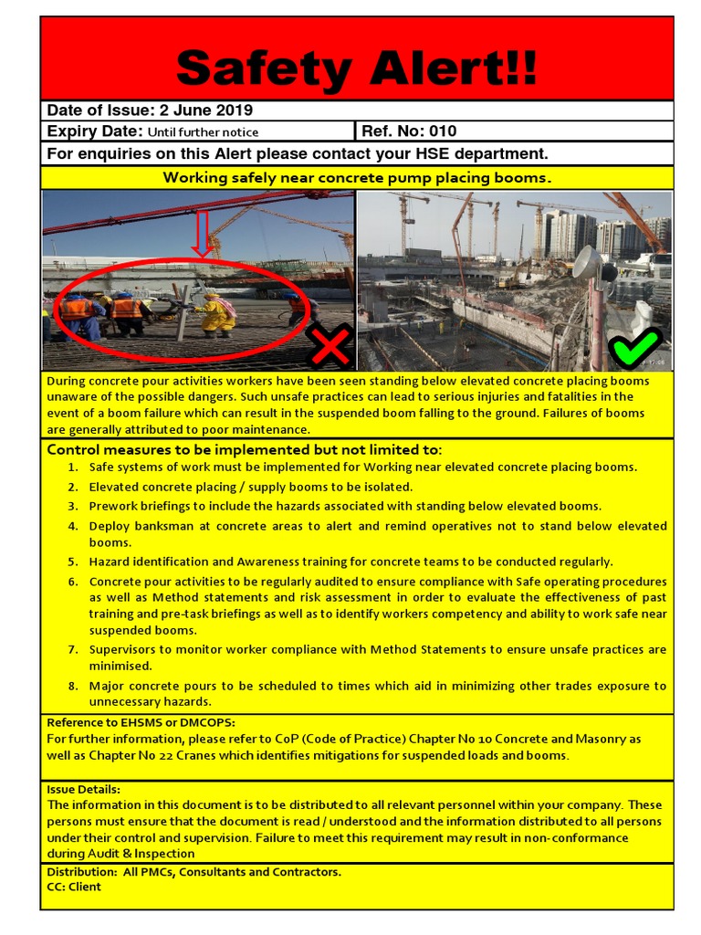 EHS Alert 010 - Concrete Placing Boom Operation | PDF