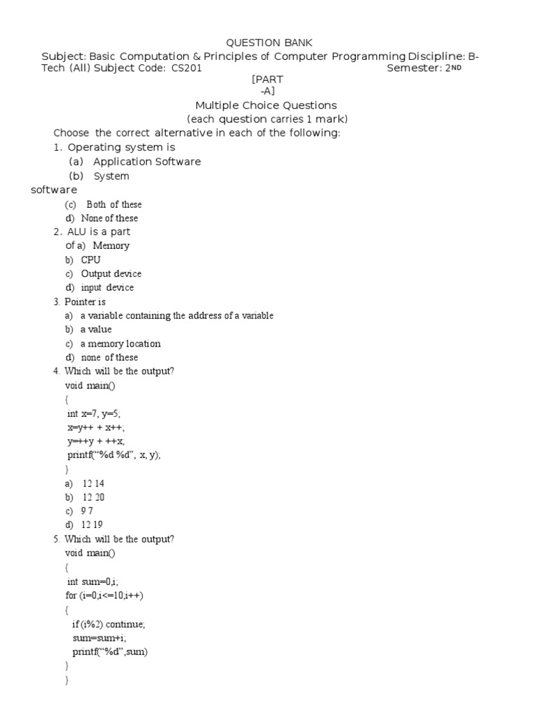 MCQ | PDF | Pointer (Computer Programming) | C (Programming Language)