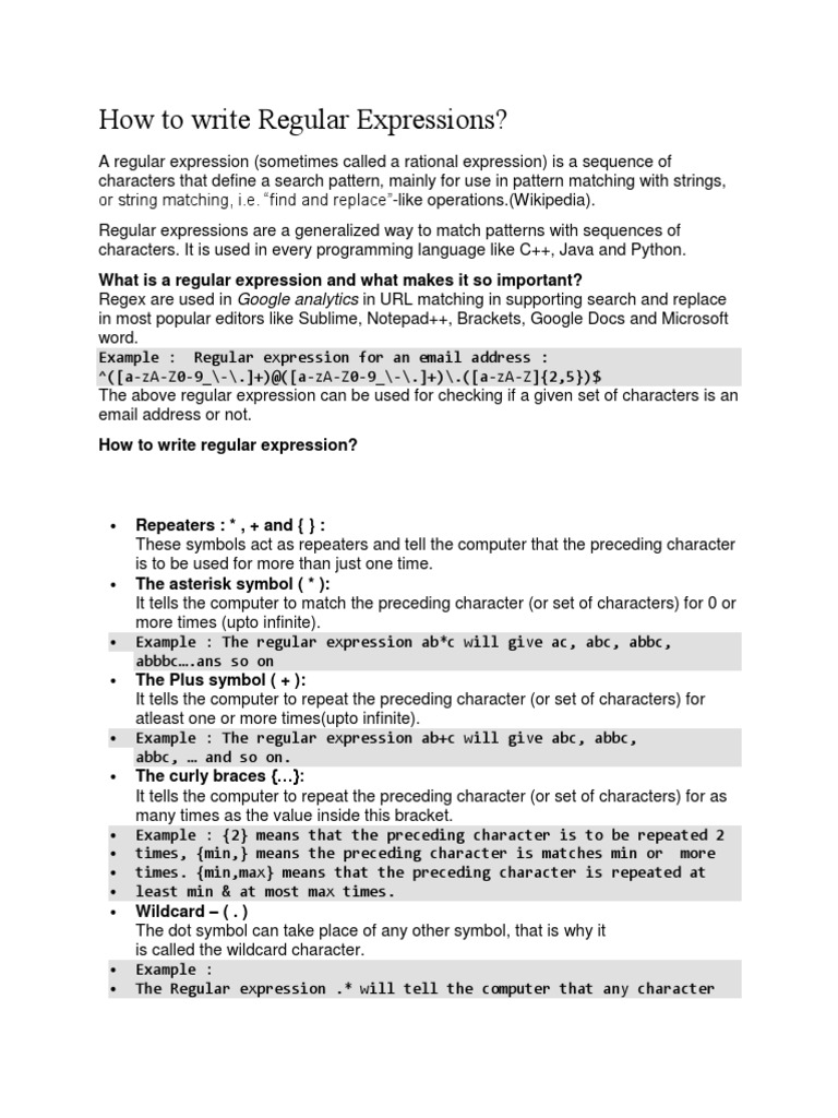 How To Write Regular Expressions?: What Is A Regular Expression and ...