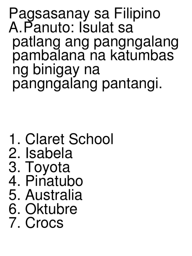 Pagsasanay Sa Filipino | PDF