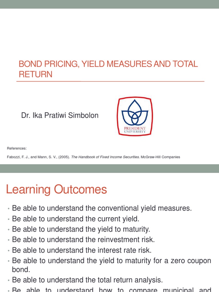 Bond Pricing, Yield Measures and Total Return (2) . | PDF | Bonds ...