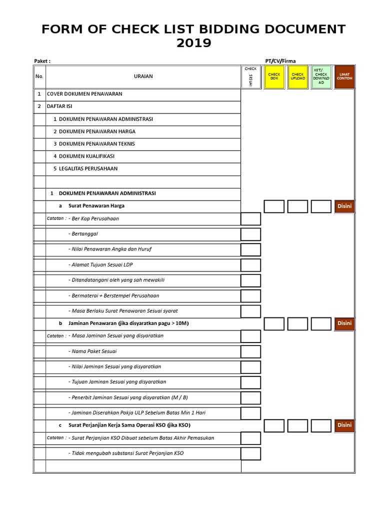 Checklist Bidding (Re Upload) | PDF