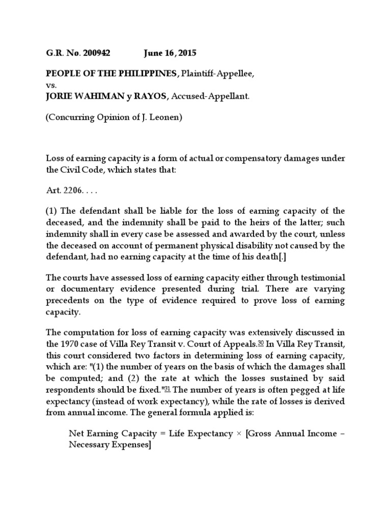 Loss of Earning Capacity | PDF | Damages | Government
