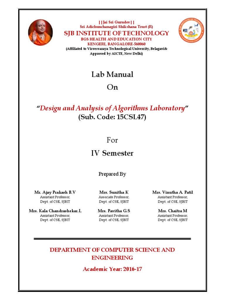 15csl47 Daa Lab Manual-1 | PDF | Computational Complexity Theory | Time ...