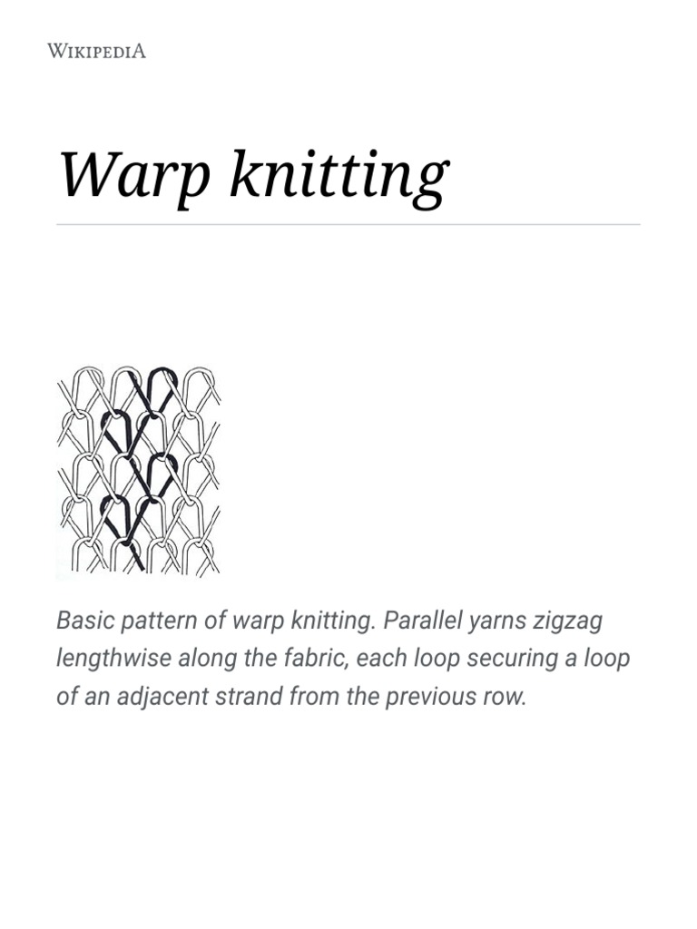 Warp Knitting - Wikipedia | PDF | Knitting | Textiles
