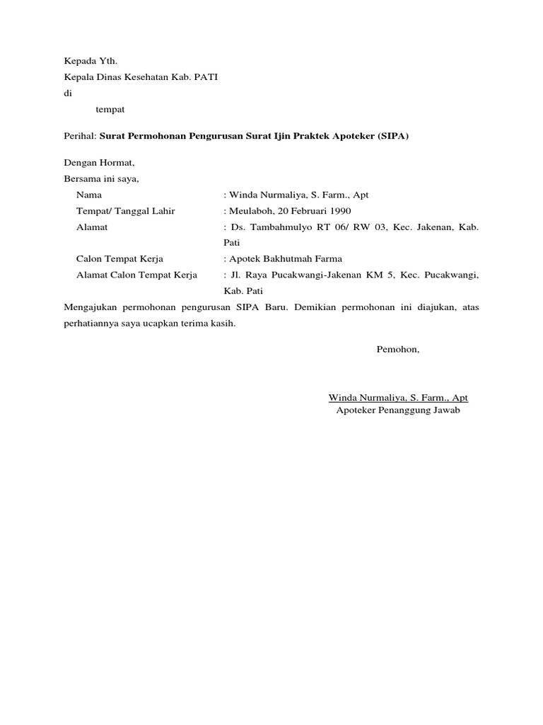 Surat SIPA New | PDF