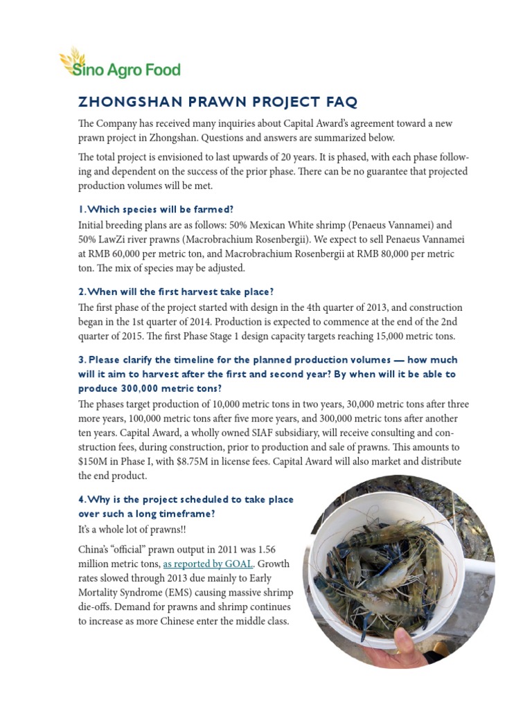 Zhongshan Prawn Project FAQ | PDF | Aquaculture | Employment