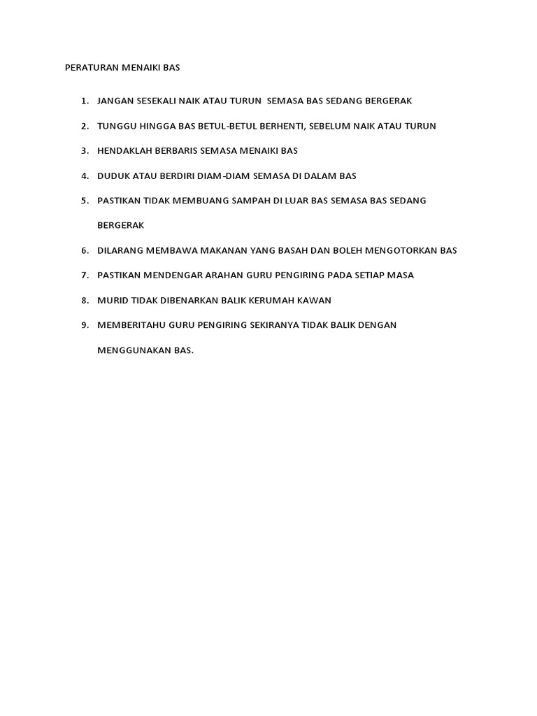 Peraturan Menaiki Bas | PDF