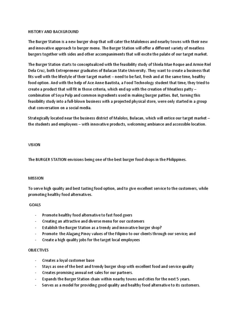Innovative Healthy Burger Station Plan | PDF | Hamburgers | Retail