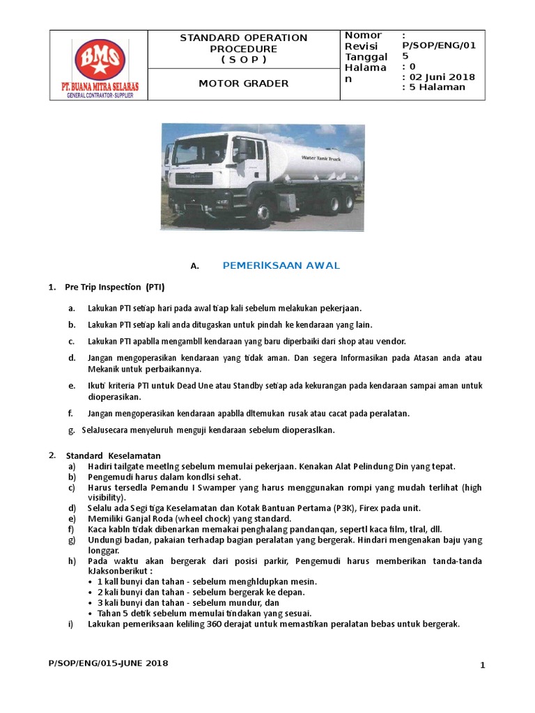Sop Water Truck | PDF
