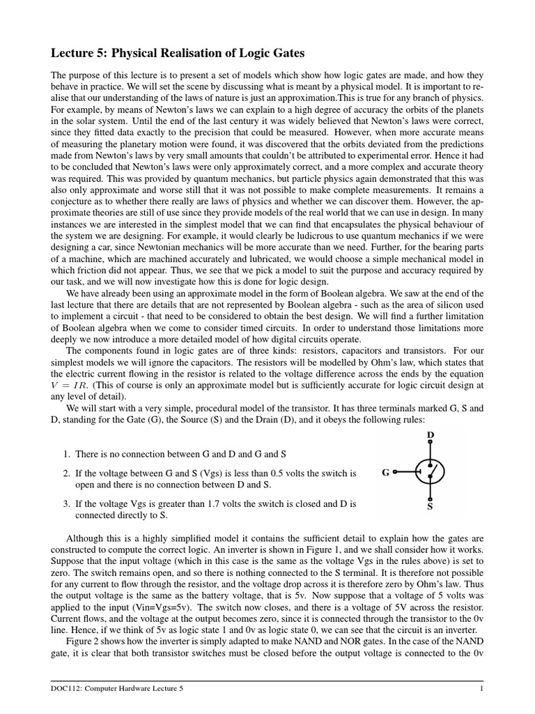 Physical Realization of Logic Gates | Download Free PDF | Logic Gate ...