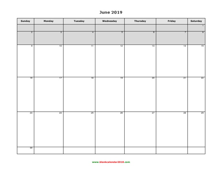 Blank June Calendar | PDF