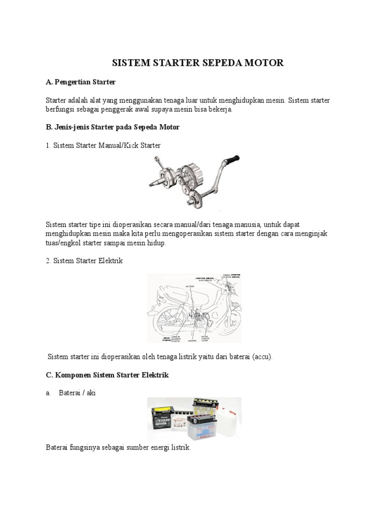 Sistem Starter Sepeda Motor | PDF | Teknologi & Rekayasa