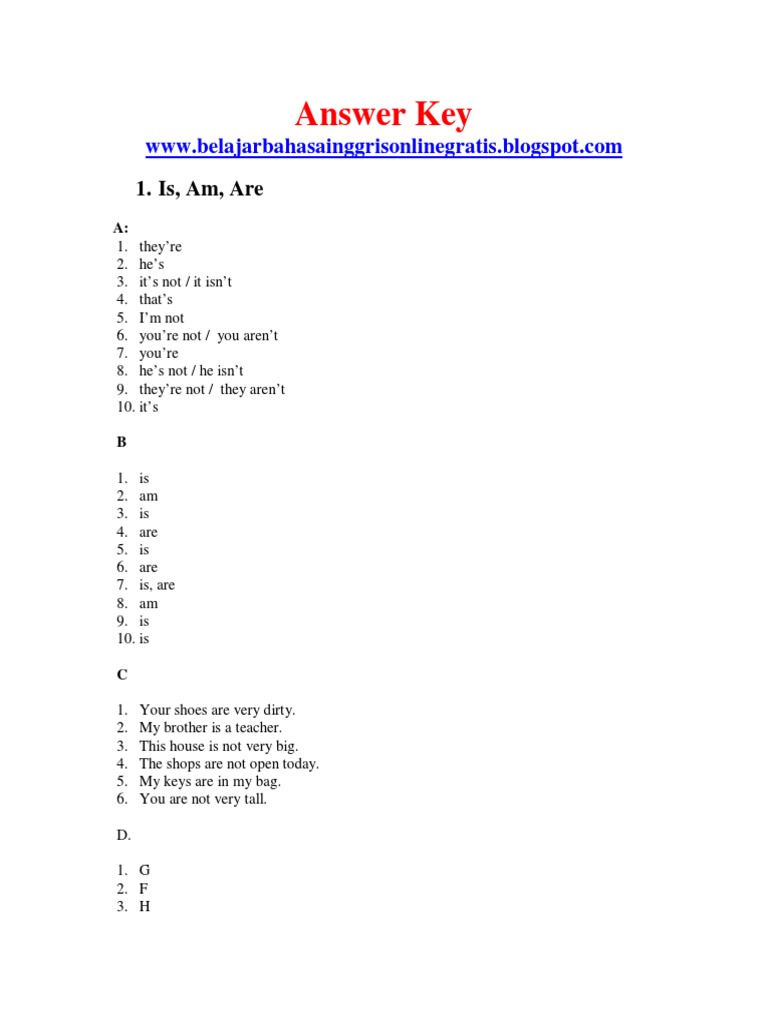 Answer Key | PDF | Grammar | Linguistics