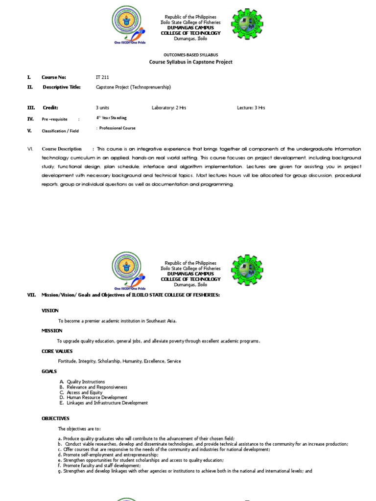 Syllabus in Capstone Project | PDF | Information Technology | Information