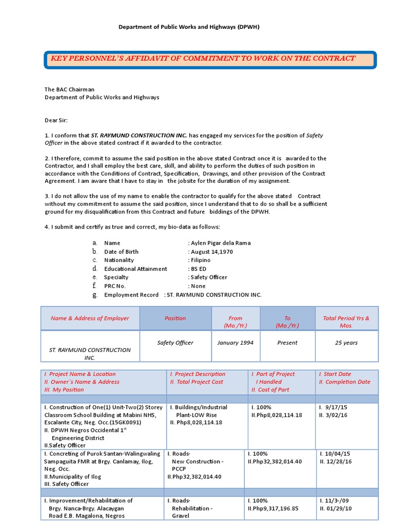 Affidavit Commitment To Work Safety | PDF | Affidavit | Economic Sectors