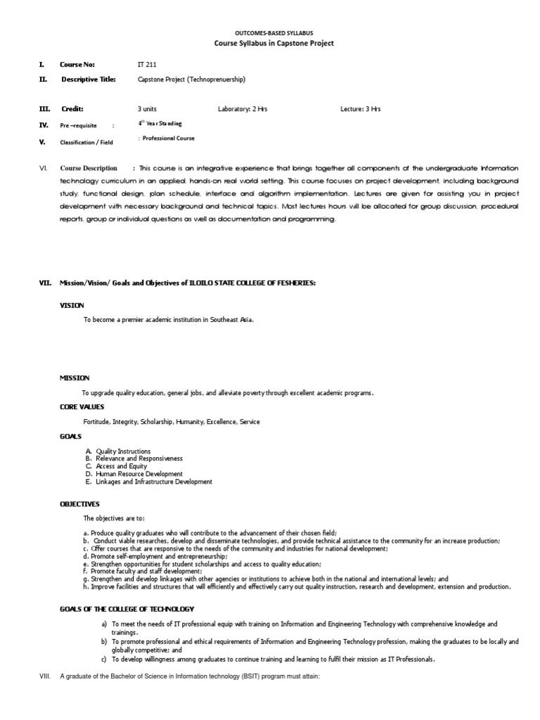 Syllabus in Capstone Project | PDF | Computing | Information