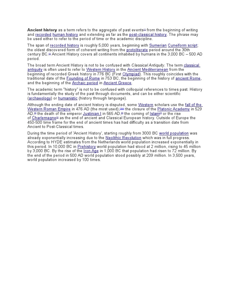 Overview of Ancient History Timeline | PDF