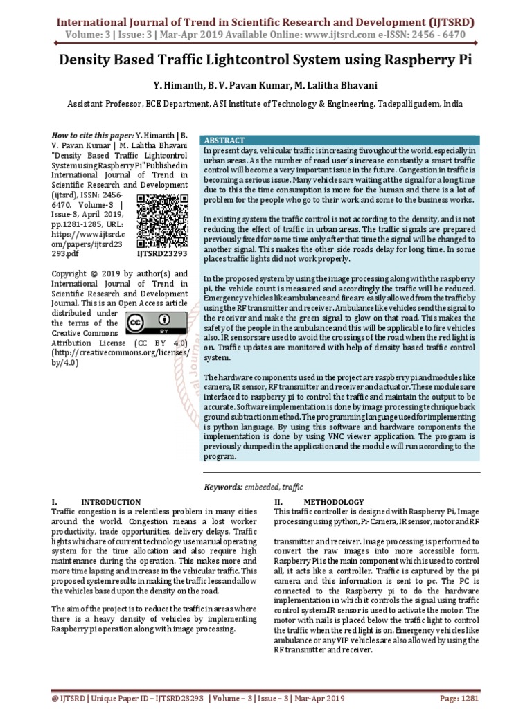 Density Based Traffic Lightcontrol System Using Raspberry Pi | PDF ...