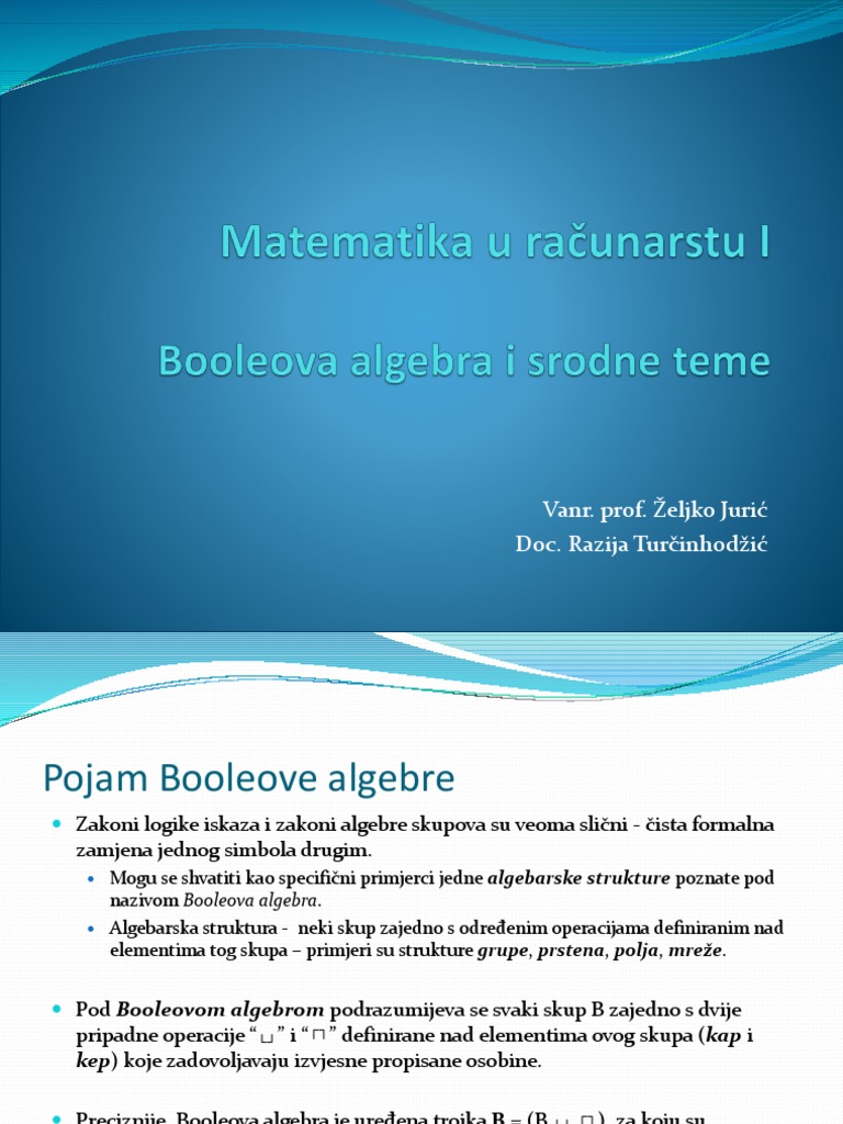 Booleova Algebra I Srodne Teme | PDF