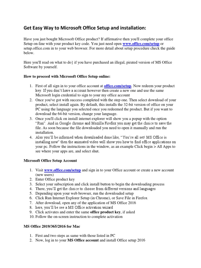 Microsoft Office Setup and Installation | PDF | Microsoft Office ...