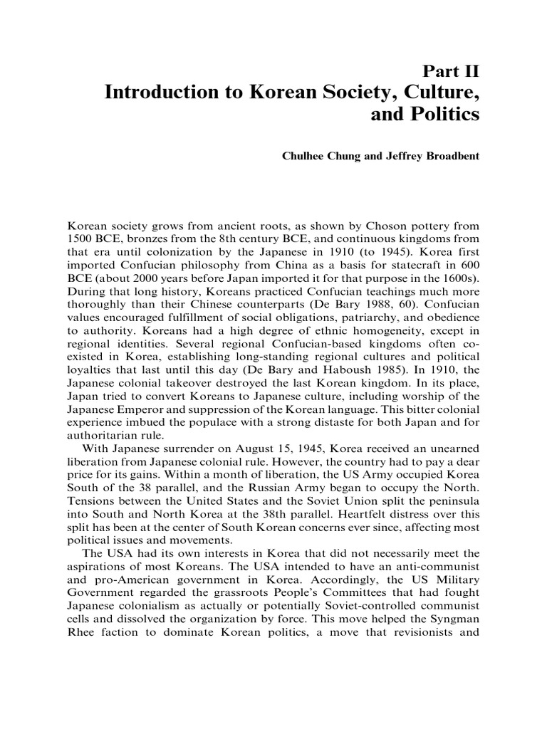 Overview of Korean Society and Politics | PDF | South Korea | World ...